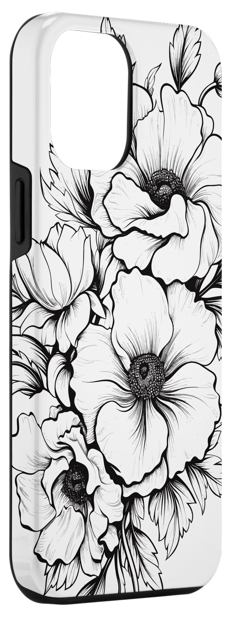 iPhone 14 Plus cute Handdrawn black and white flower garden nature lovers Case