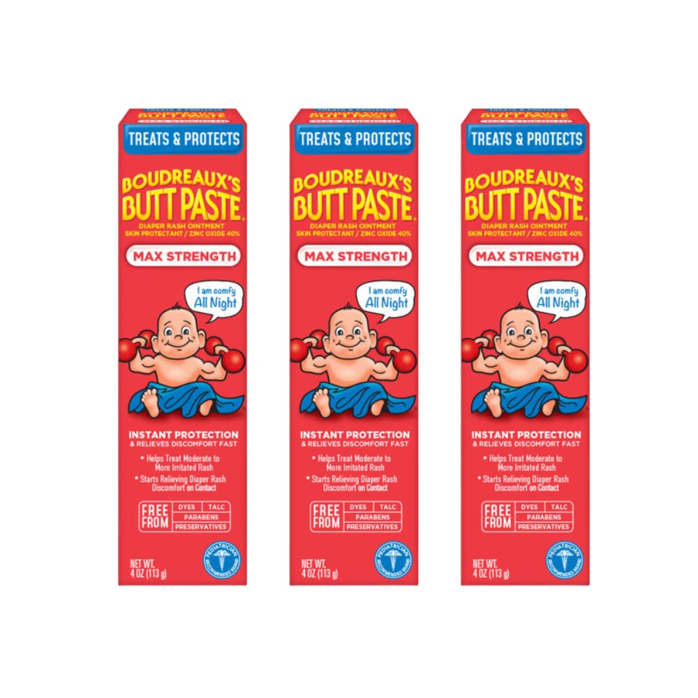 Boudreaux's Maximum Strength Butt Paste Ointment 4 oz (Pack of 3)