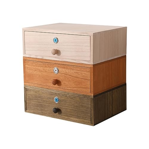 OOCCO Desktop Drawer Cabinet,Flat File Cabinet Storage,Office Supplies A4/Receipt File Organizer,Desktop Storage Box with Lockable Drawers,1/2/2 Tier with Lock (Size : 40 * 30 * 36CM/16 * 12 * 14IN)