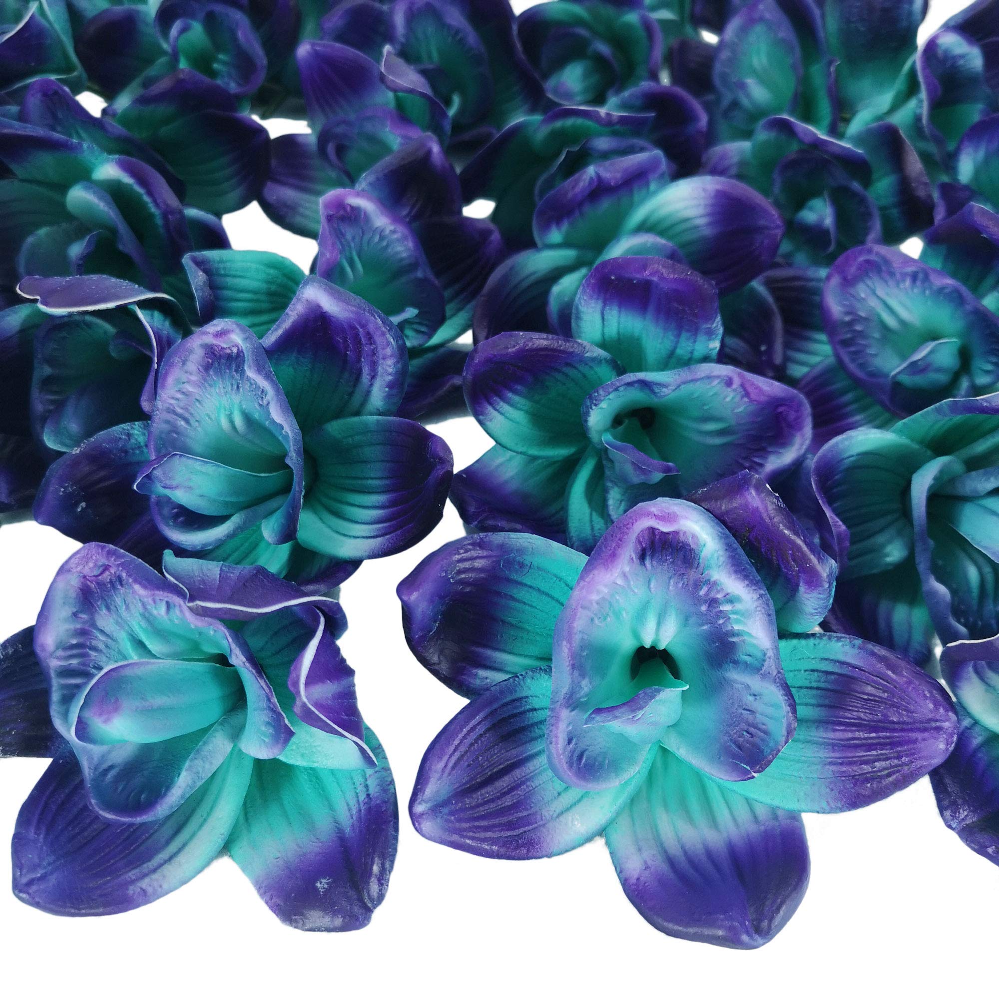 Lily Garden Big Orchids Flower Head Blue and Purple Cymbidiums Hybridum 5" Real Touch Artificial Flowers Wholesale 24pcs