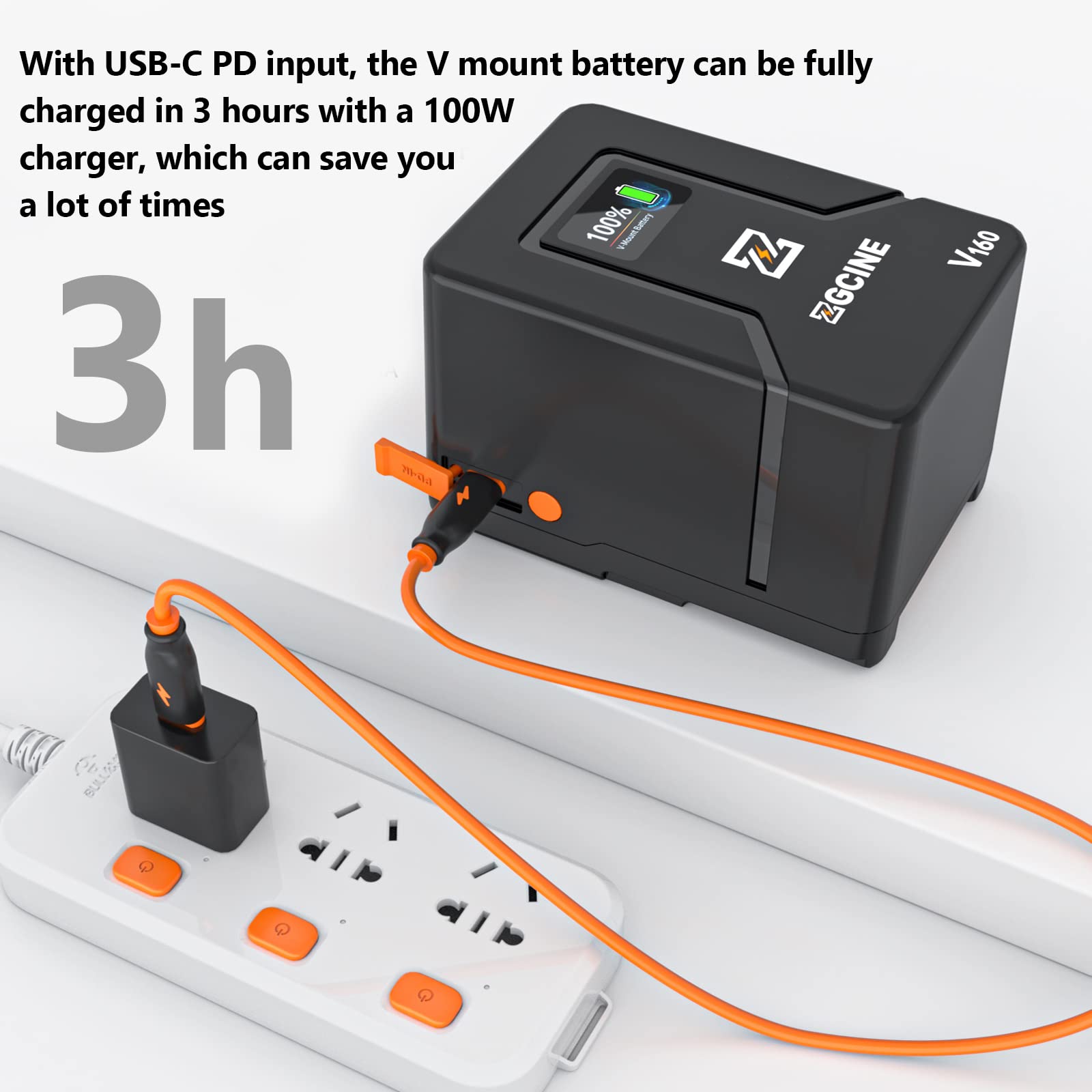 ZGCINE ZG-V160 V Mount V-Lock Battery with D-TAP,USB-C,BP Input & Output, USB-A & DC Output, Mini Power Bank for Cameras, Camcorders, LED Lights, Monitors and Smartphone