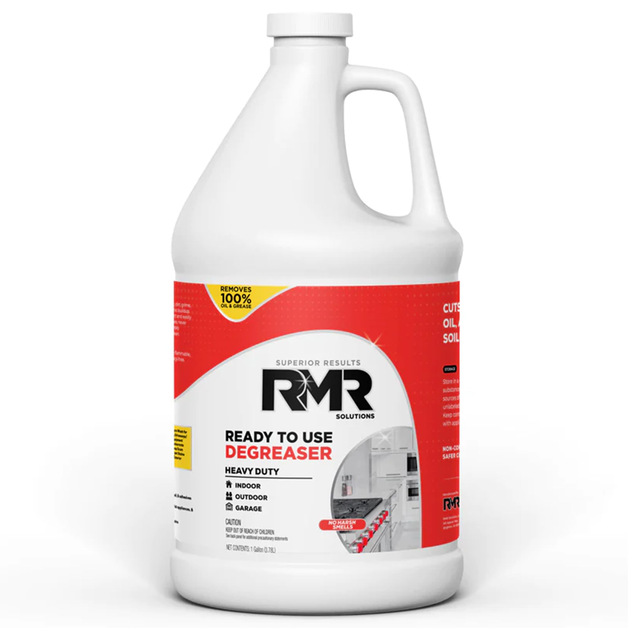 RMR Degreaser and Cleaner - Ready to Use Indoor/Outdoor Formula Works on Contact, For Heavy-Duty Cooking Surfaces, Indoor, Outdoor, Automotive, and Equipment Cleaning, 1 Gallon