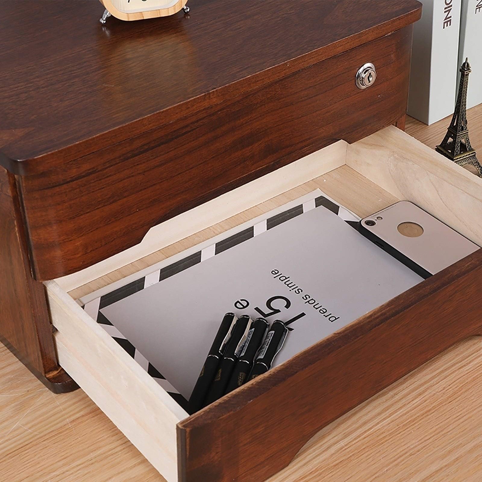 Desktop Storage Box - Desktop File Cabinet Organizers, Solid Wood Desk Organizers Box, A4 File Cabinet With Drawer,School Office Supplies Drawer Organizer Box, With Lock Flat File Cabinet ( Size : 4 l