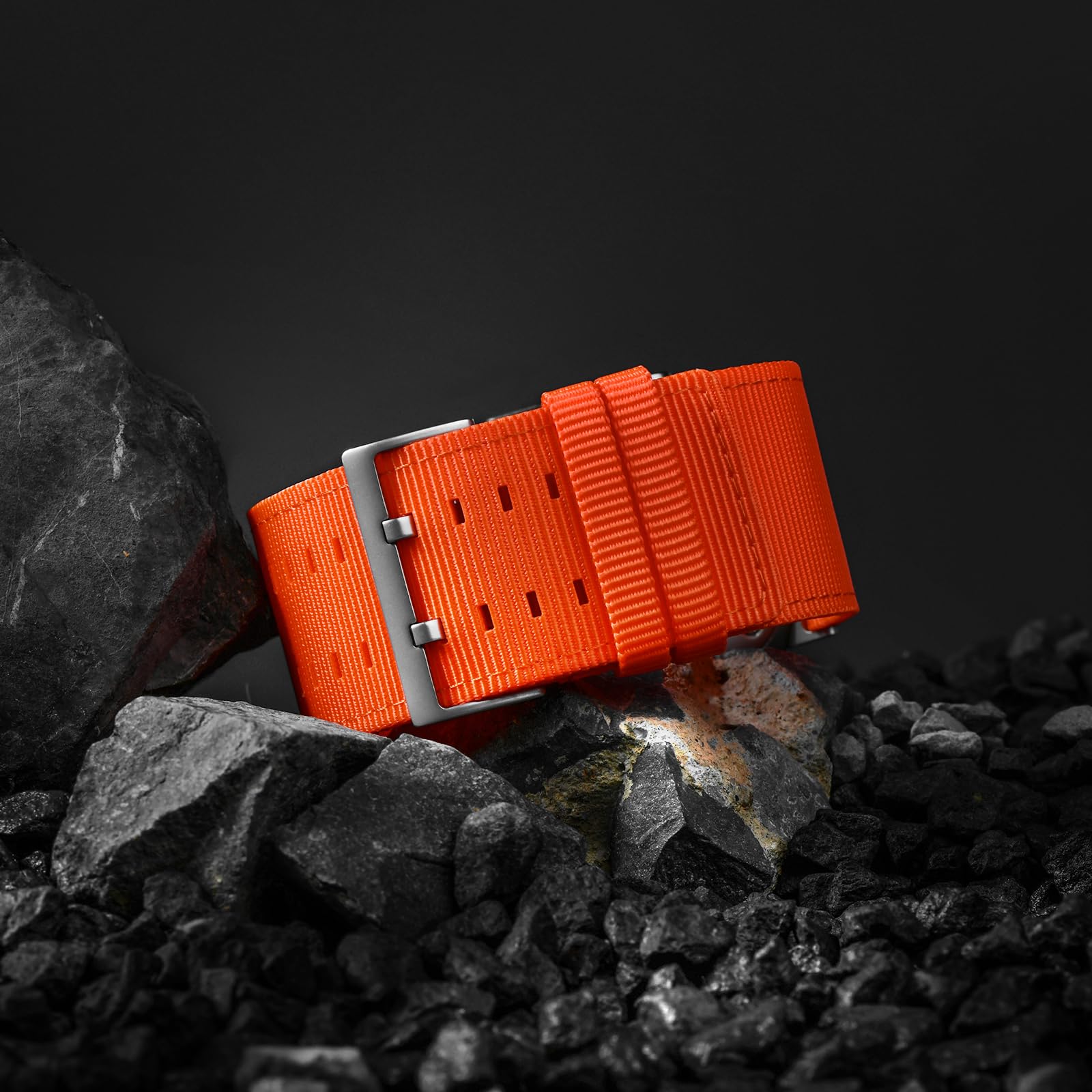 Tefeca Dual Series Band Compatible with Apple Watch Ultra 2/Ultra 49mm, Series 10 46mm, Series 9/8/7 45mm, SE2/SE/6/5/4 44mm (Orange Nylon with Silver Adapters, 49/46/45/44mm