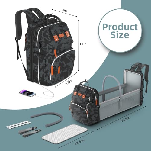 Diaper Bag Backpack with Changing Station, Large Diaper Bag, Multifunctional Diaper Bag, Baby Bag, Camo