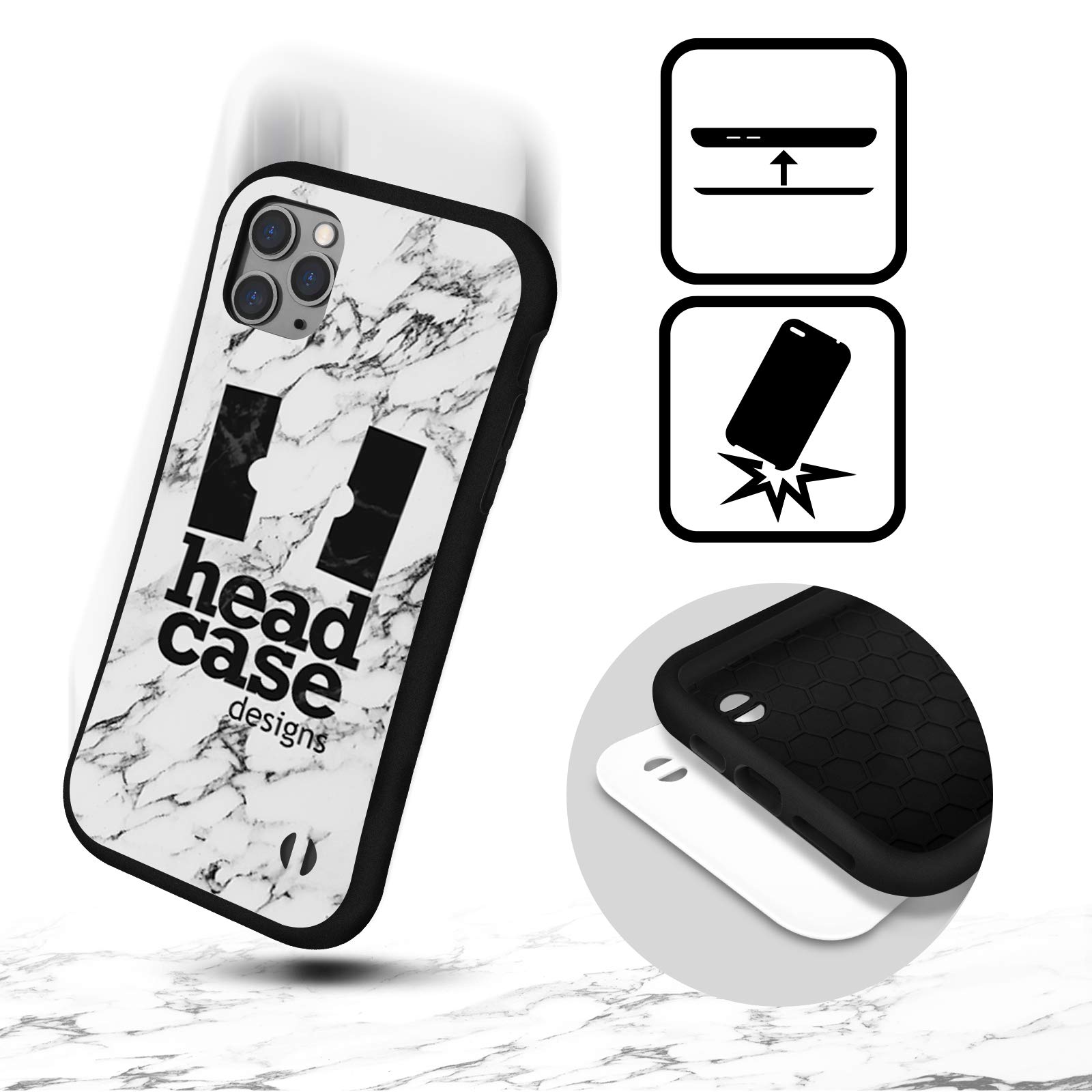 Head Case Designs Officially Licensed Chelsea Football Club White Marble Crest Hybrid Case Compatible with Apple iPhone 15