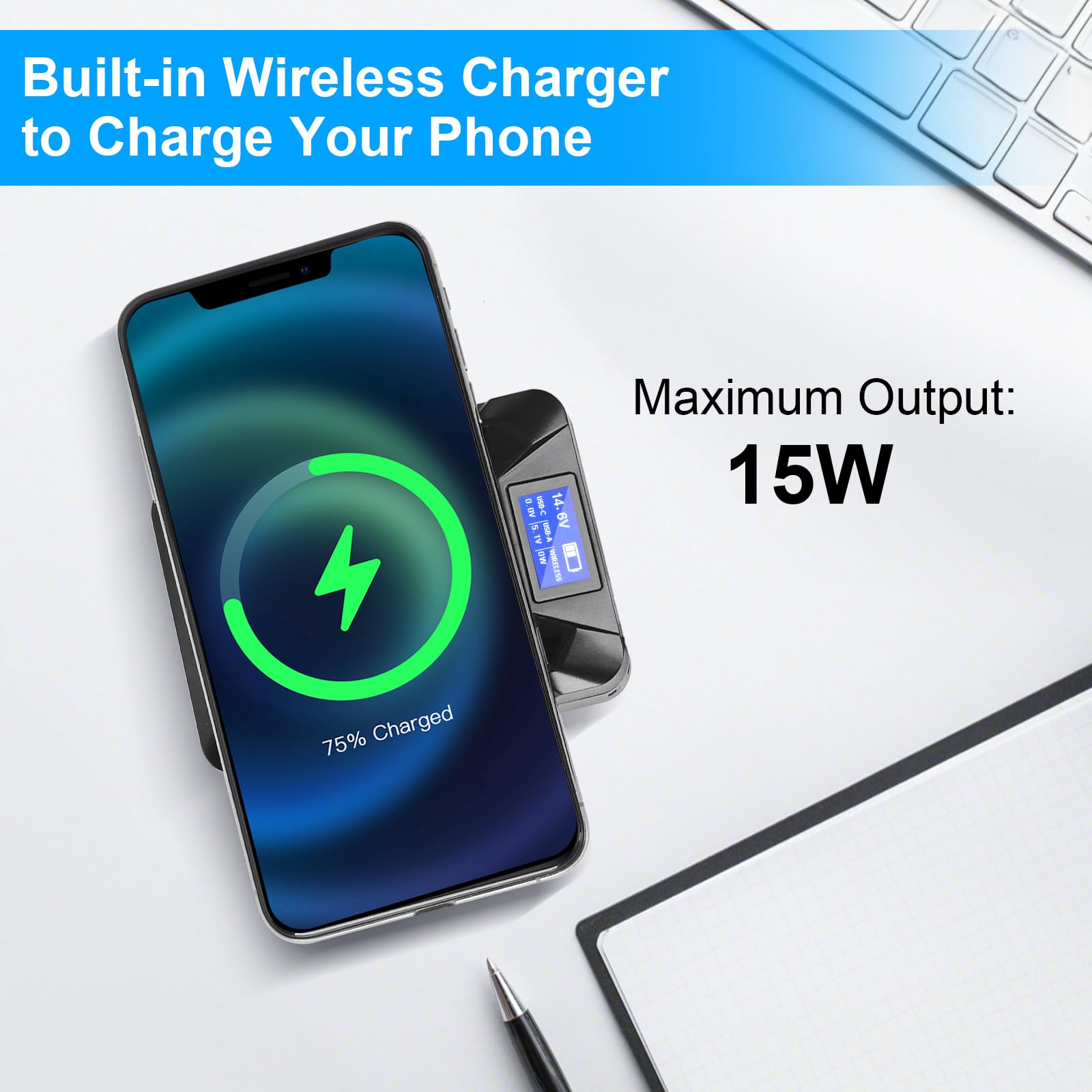 FXLION Nano ONE Upgraded V Mount Battery,50Wh 14.8V 3400mAh V Lock Battery Built-in Wireless Charger,with D-Tap,USB-A,USB-C Ports for Cameras/Camcorders/MacBook/Smartphone/Monitors