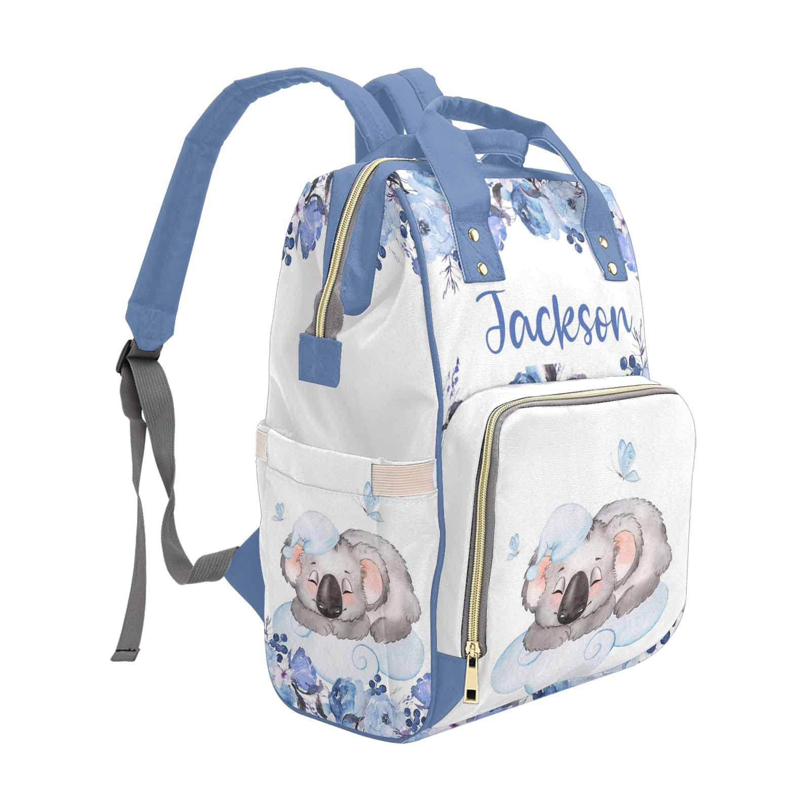 M YESCUSTOM Custom Bear Diaper Bag with Name, Personalized Cute Koala Mommy Nursing Bags Lavender Floral 's Multifunction Backpack Travel Bag with Large Capacity, Holiday Gift for Women New Mom