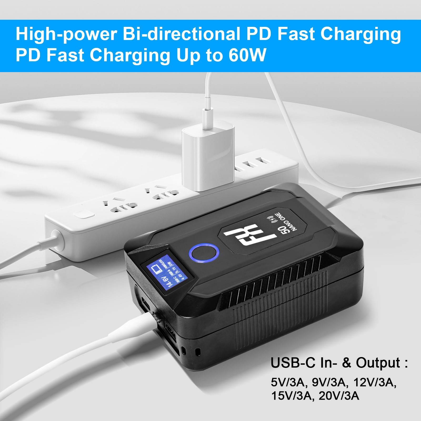 FXLION Nano ONE Upgraded V Mount Battery,50Wh 14.8V 3400mAh V Lock Battery Built-in Wireless Charger,with D-Tap,USB-A,USB-C Ports for Cameras/Camcorders/MacBook/Smartphone/Monitors