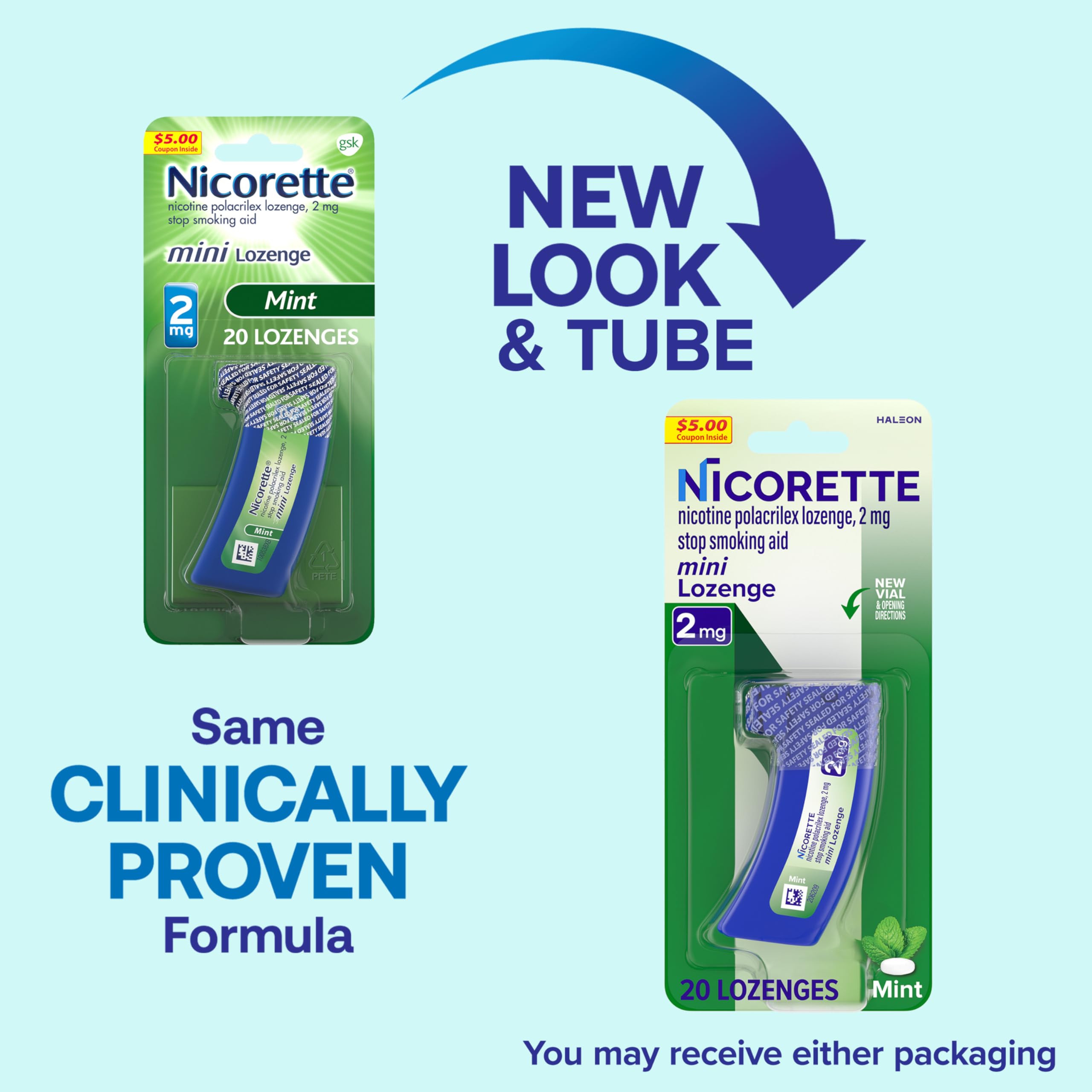 Nicorette 2 mg Mini Nicotine Lozenges to Help Quit Smoking - Mint Flavor Stop Smoking Aid, 20 Count