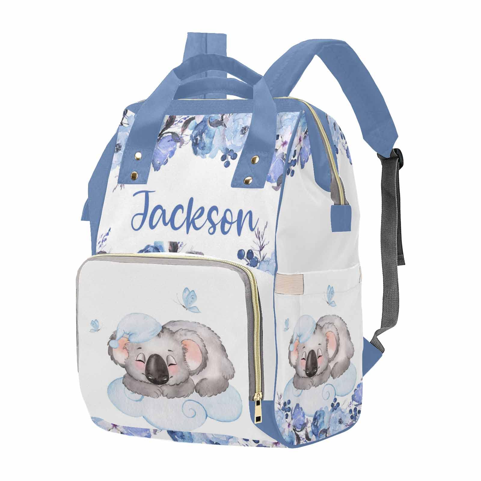 M YESCUSTOM Custom Bear Diaper Bag with Name, Personalized Cute Koala Mommy Nursing Bags Lavender Floral 's Multifunction Backpack Travel Bag with Large Capacity, Holiday Gift for Women New Mom