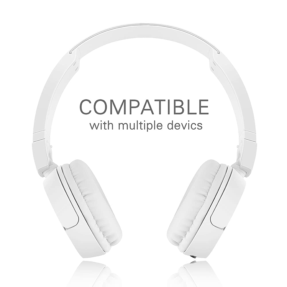 Wired Headset with Microphone, Stereo Deep Bass Gaming Headset Foldable Headphone with 3.5mm Jack and Soft PU Earmuffs for PC, Laptop, iPad, iPhone, Nintendo Switch (WHITE)