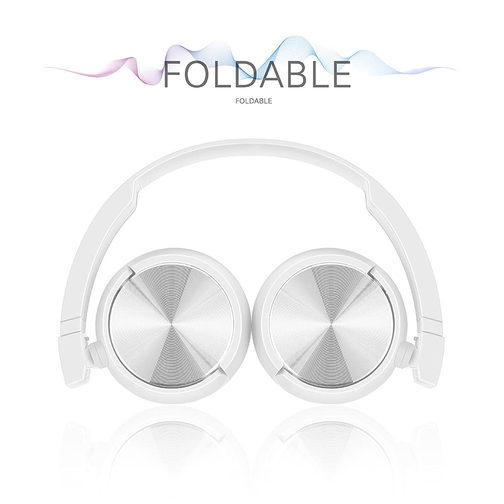 Wired Headset with Microphone, Stereo Deep Bass Gaming Headset Foldable Headphone with 3.5mm Jack and Soft PU Earmuffs for PC, Laptop, iPad, iPhone, Nintendo Switch (WHITE)