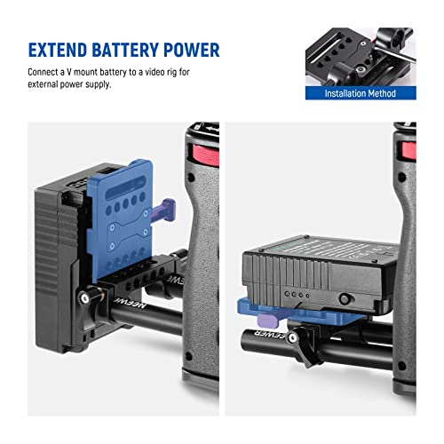 NEEWER Mini V Mount Battery Plate for BP-V47 BP-V95 BP-150WS BP-190WS, with 1/4" Threads and Quick Release Button Compatible with SmallRig Cage Rig 15mm Rod Clamps Compatible with Tilta, PS001