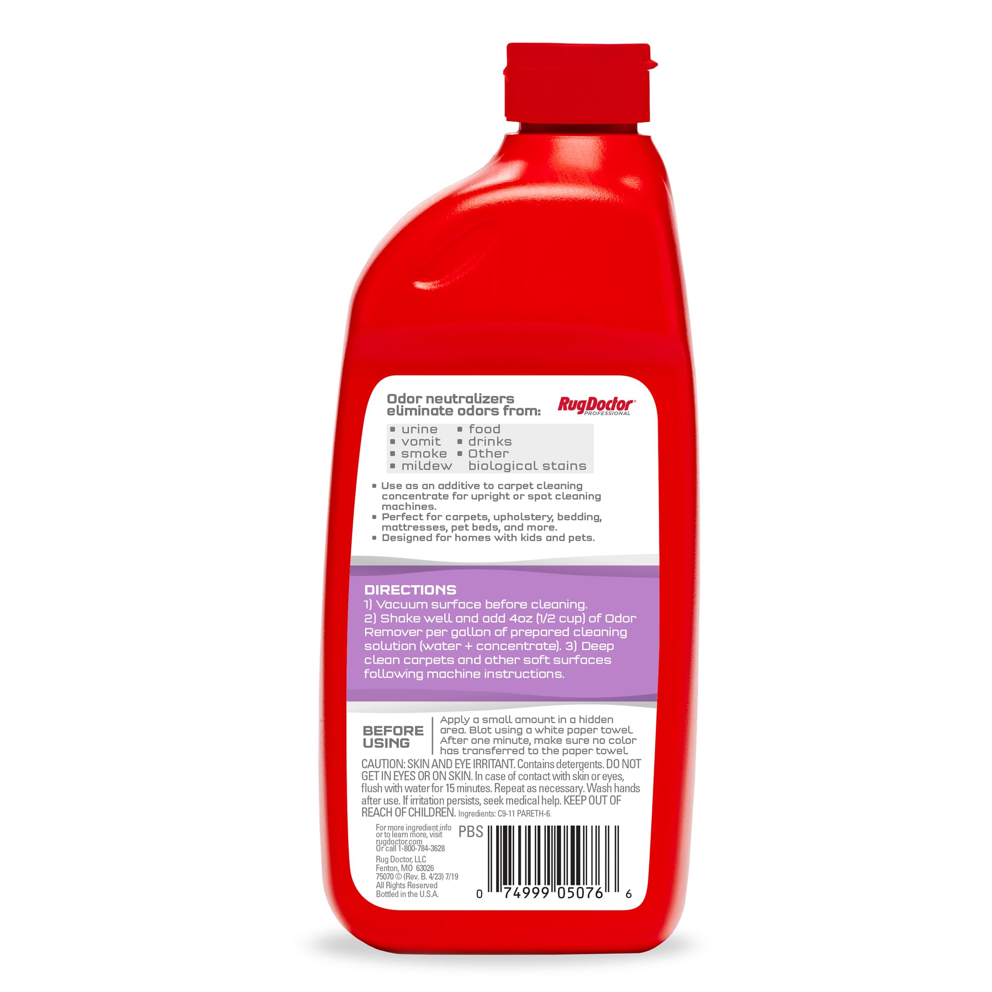 Rug Doctor Odor Remover Carpet Cleaner Enhancer & Spot Treatment 16 oz, Eliminates and Neutralizes Lingering Odors,Red