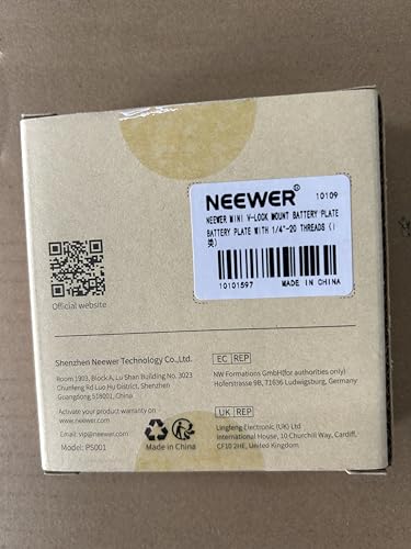 NEEWER Mini V Mount Battery Plate for BP-V47 BP-V95 BP-150WS BP-190WS, with 1/4" Threads and Quick Release Button Compatible with SmallRig Cage Rig 15mm Rod Clamps Compatible with Tilta, PS001