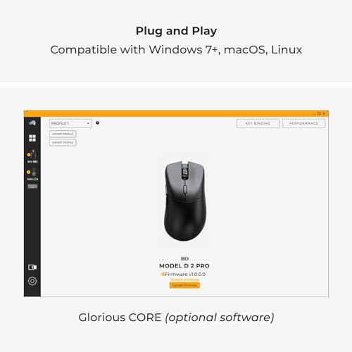 Glorious Gaming Model D 2 PRO Wireless Gaming Mouse - 2.4GHz Wireless 1ms delay, 100M clicks, 60g Ultralight, Long Battery Life, 26K DPI BAMF 2.0 Sensor, Ergonomic, 6 Buttons, PTFE Feet