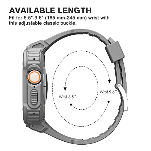 Fintie Compatible with Apple Watch Ultra 2/Apple Watch Ultra1 49mm Band with Bumper Case, Rugged Men Sport Bands with Protective Cover, Gray