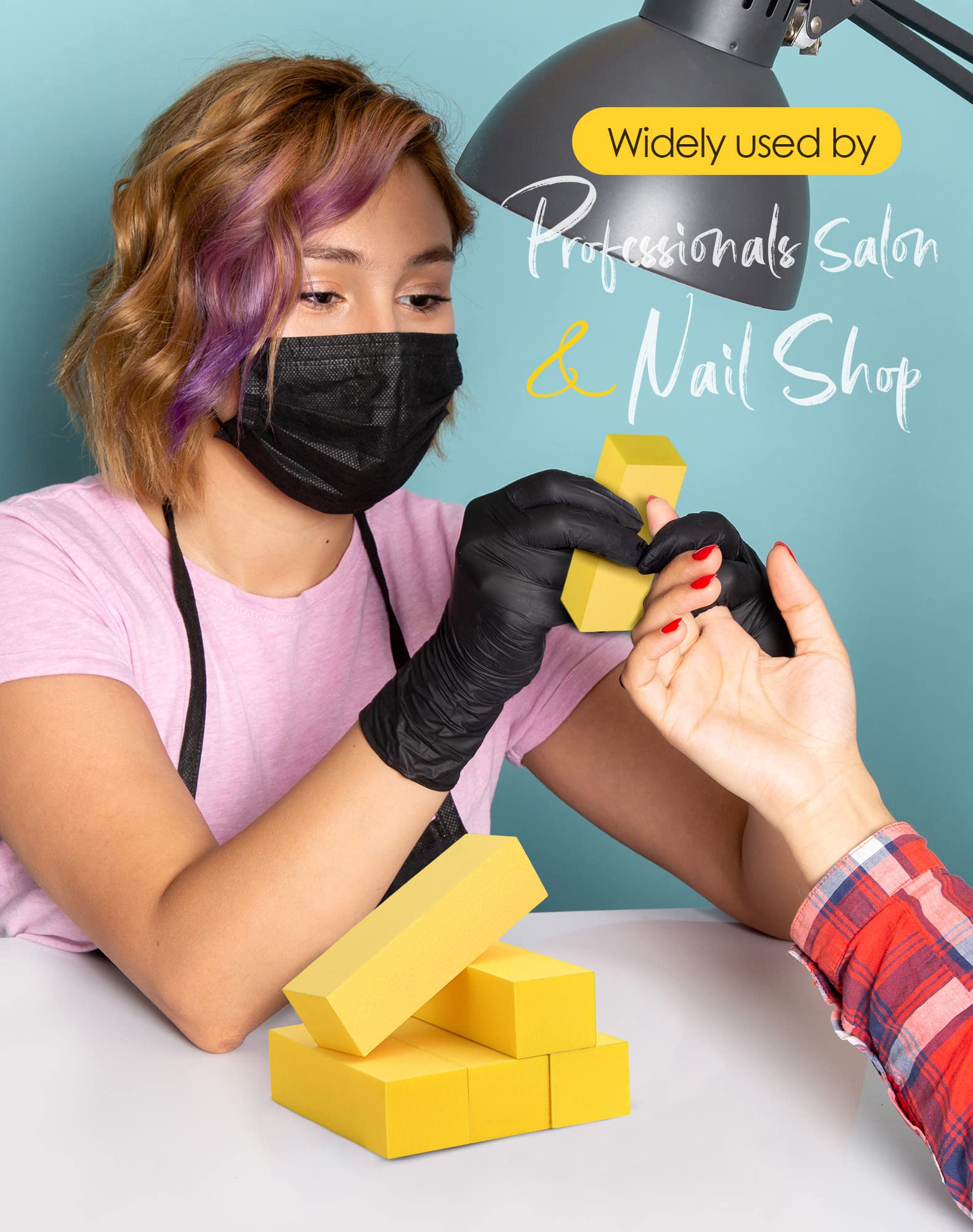 Maryton Nail Buffer Fine Grit Finishing Block, 240 Grit Professional Yellow Buffing Blocks for Natural Nails - Buff Nails Prior to Application of Gel Polish, Nail Lacquer, 5 Count