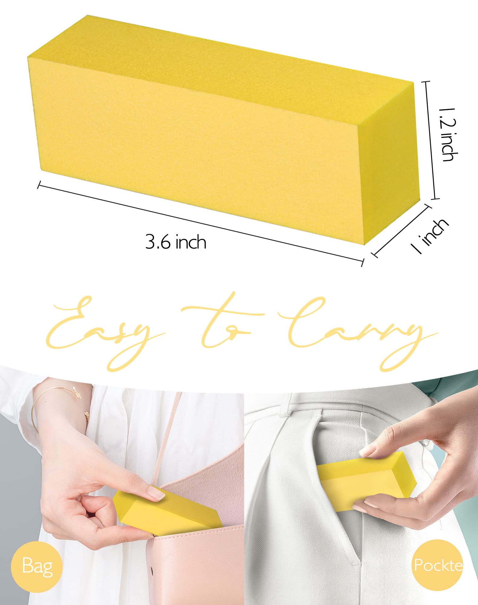 Maryton Nail Buffer Fine Grit Finishing Block, 240 Grit Professional Yellow Buffing Blocks for Natural Nails - Buff Nails Prior to Application of Gel Polish, Nail Lacquer, 5 Count