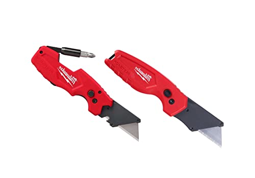 Milwaukee FASTBACK Compact Knife, and FASTBACK 6-in-1 Folding Utility Knives, w/ Blade (knife 2pack)