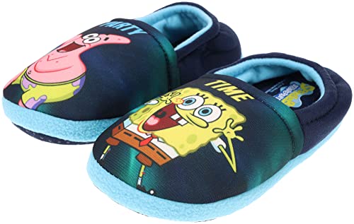 Spongebob Squarepants Boys 2 Piece Pajama Set with Slippers, Size 8 Navy