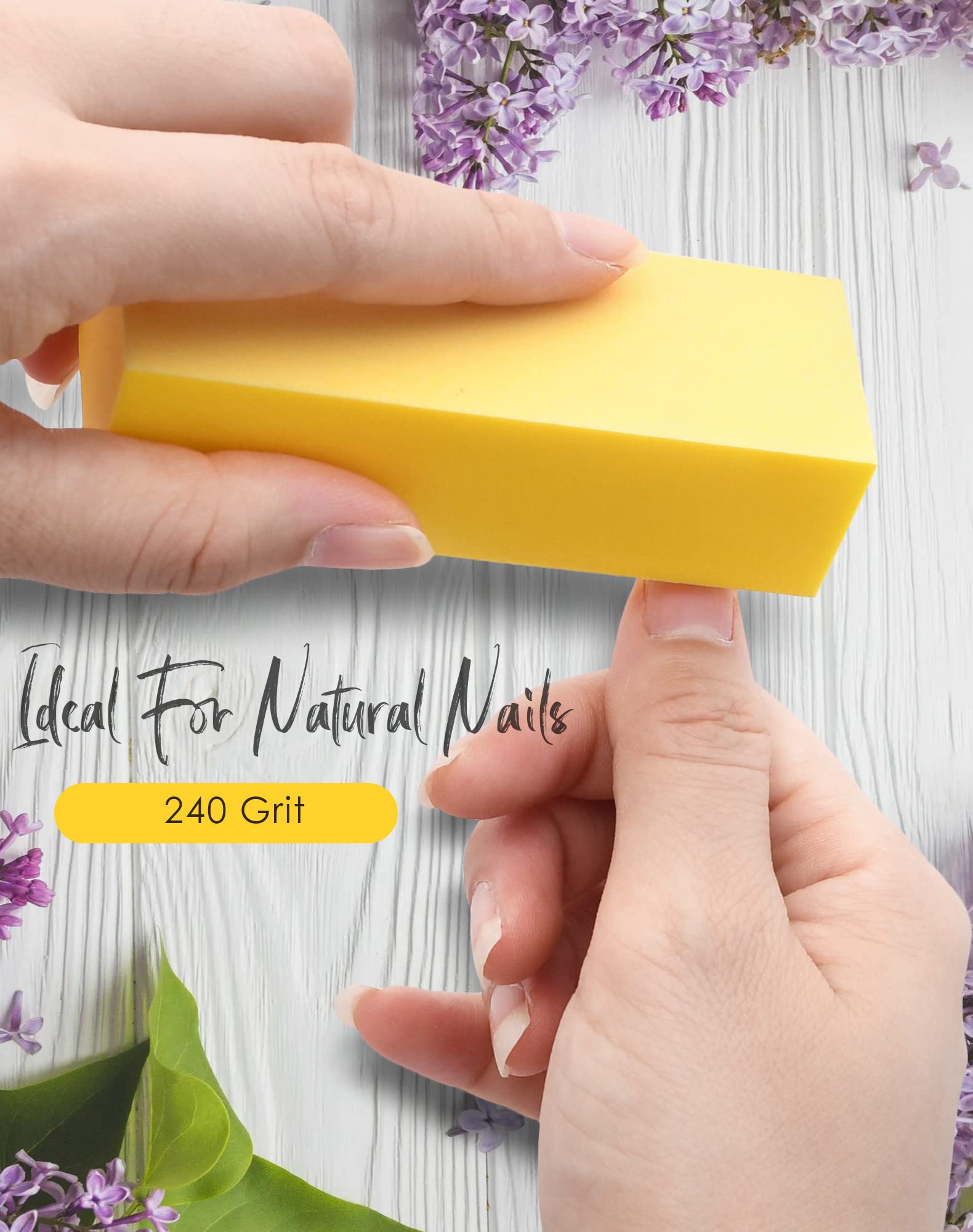 Maryton Nail Buffer Fine Grit Finishing Block, 240 Grit Professional Yellow Buffing Blocks for Natural Nails - Buff Nails Prior to Application of Gel Polish, Nail Lacquer, 5 Count