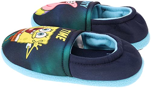 Spongebob Squarepants Boys 2 Piece Pajama Set with Slippers, Size 8 Navy