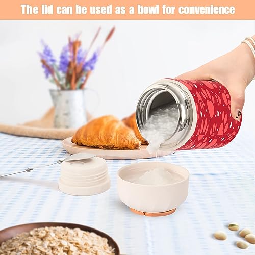 CUPADA Cats Dogs Paw Print Food Jar for Hot and Cold, Insulated Food Jars Vacuum 17OZ with Folding Spoon for Work Trip Picnic Camping