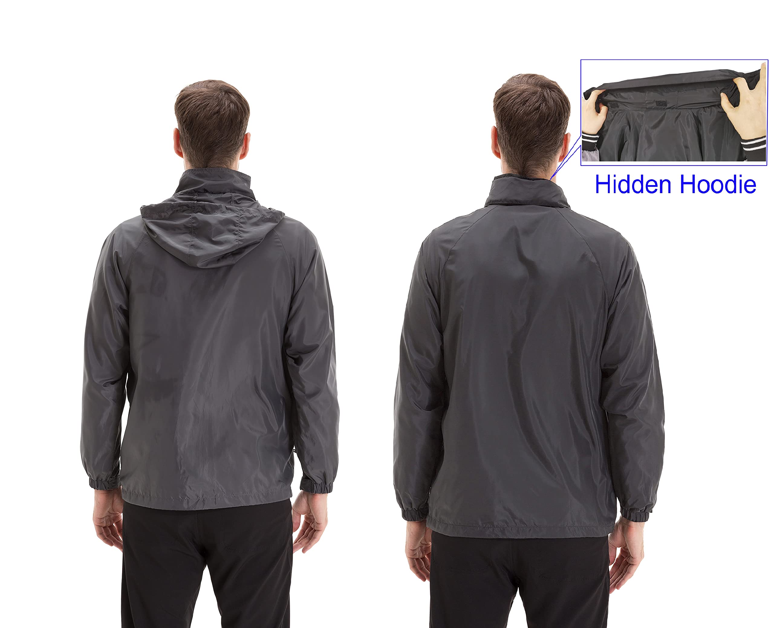 TRAILSIDE SUPPLY CO. Mens Windbreaker Jackets Lightweight Packable Jacket,Windproof and Dustproof Dark grey size 3XL