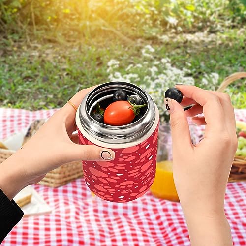 CUPADA Cats Dogs Paw Print Food Jar for Hot and Cold, Insulated Food Jars Vacuum 17OZ with Folding Spoon for Work Trip Picnic Camping