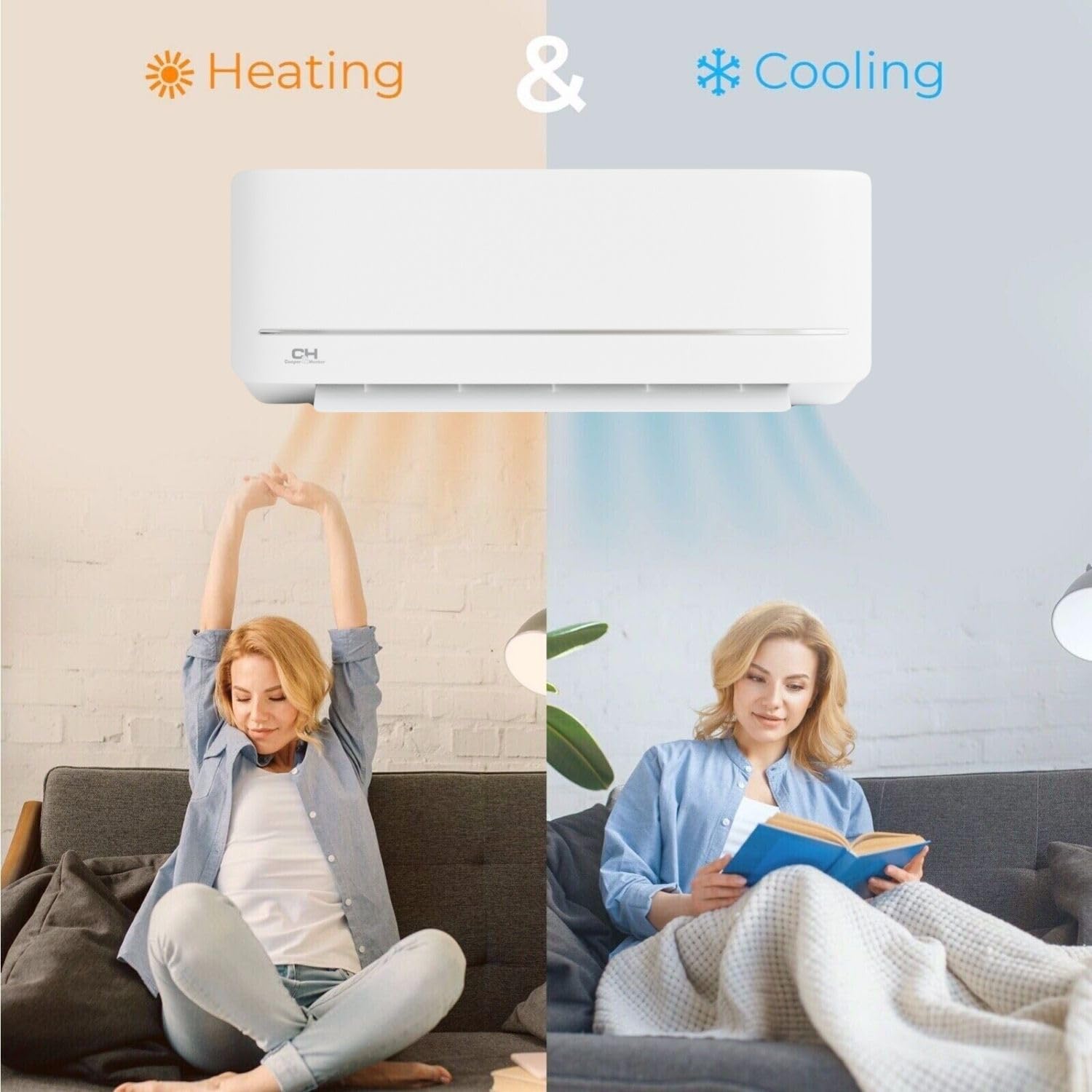 Cooper & Hunter MIA Series, Mini Split Air Conditioner and Heater, 6,000 BTU, 115V, 21.5 SEER2, Wall Mount Ductless Inverter Heat Pump System, Including 16ft Installation kit