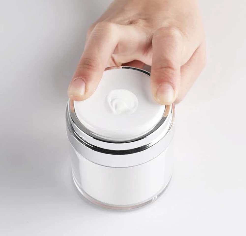 Wresty 2 Pack Airless Cosmetic Container Empty Acrylic Air Pump Jars Travel Vacuum Bottle Airless Cream Lotion Sample Containers Makeup Packing Pump Bottle Jar (30g/1oz)