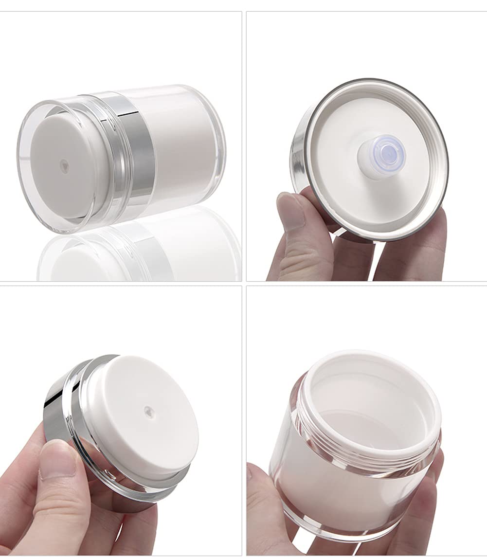 Wresty 2 Pack Airless Cosmetic Container Empty Acrylic Air Pump Jars Travel Vacuum Bottle Airless Cream Lotion Sample Containers Makeup Packing Pump Bottle Jar (30g/1oz)