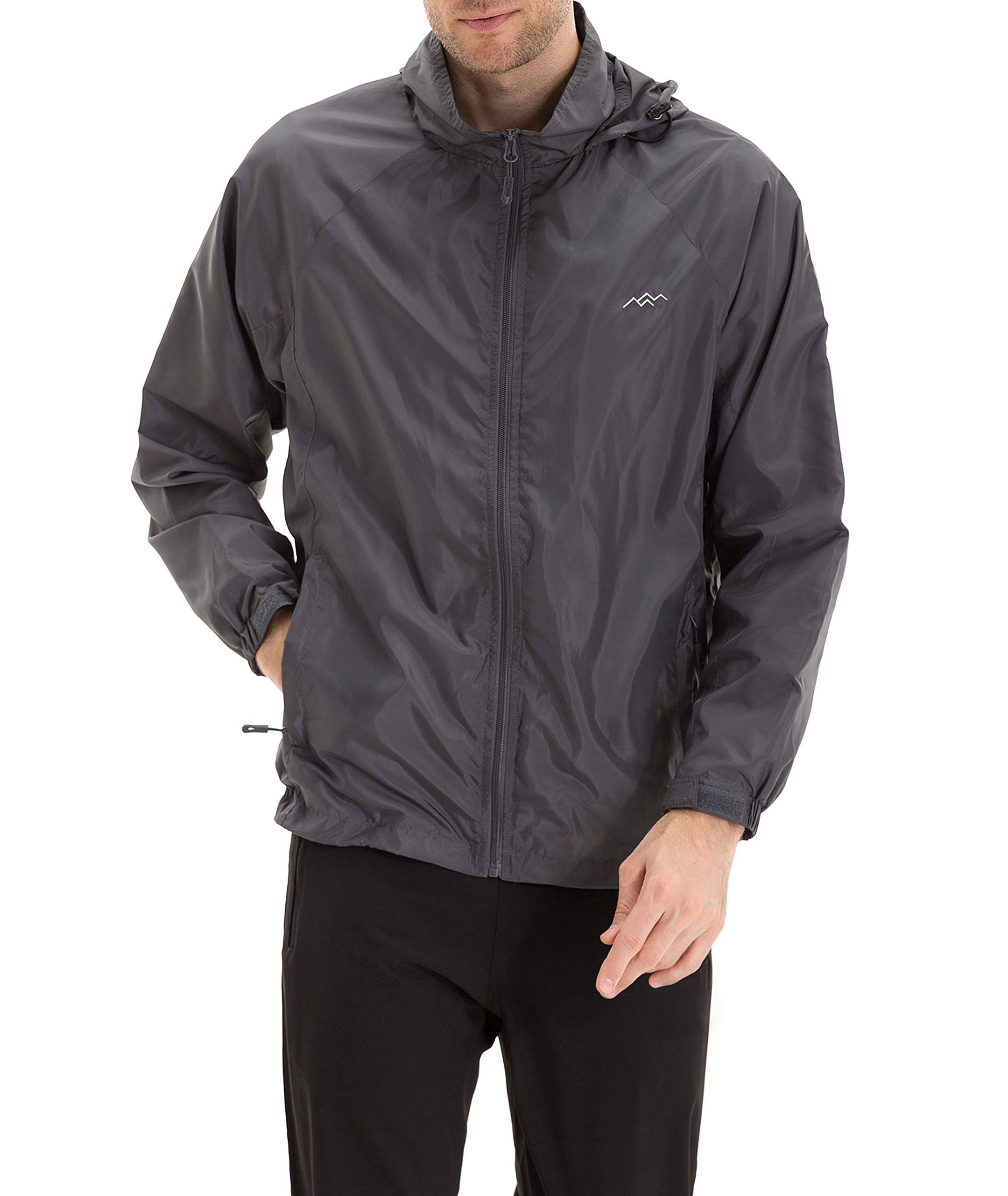 TRAILSIDE SUPPLY CO. Mens Windbreaker Jackets Lightweight Packable Jacket,Windproof and Dustproof Dark grey size 3XL