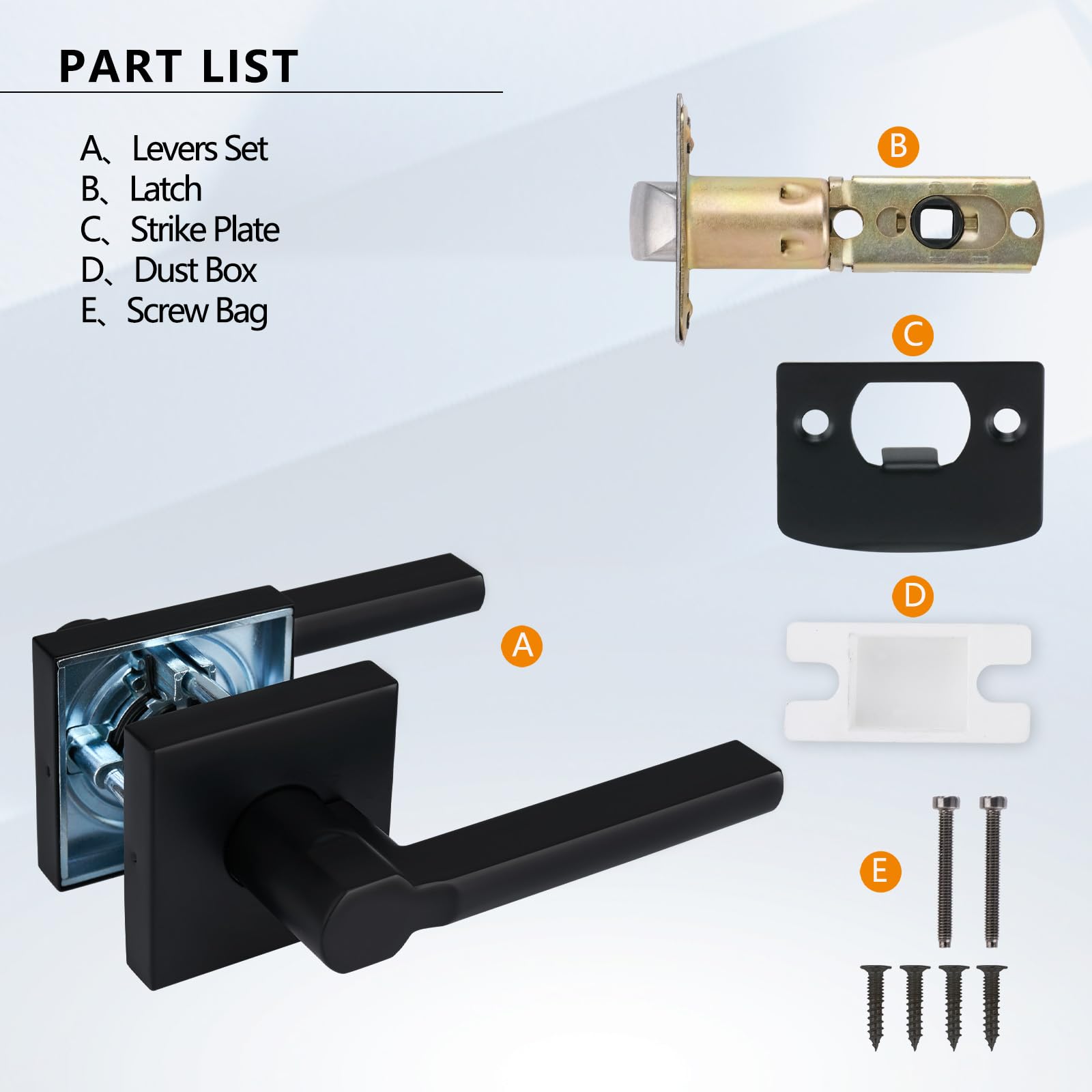 NEWBANG (5Pack) Hall/Closet Lever Handle Lock in Aged Matt Black- Door Lock Handle in Matt Black for Passage Door,HD1601-DB-PS-5P