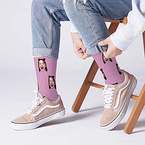 OMG SOCKS Custom Face Socks Multiple Faces, Your Photo Picture on Socks for Men Women Dad Father's Day Birthday Smoky Blue