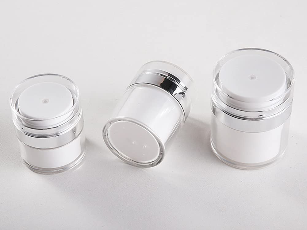 Wresty 2 Pack Airless Cosmetic Container Empty Acrylic Air Pump Jars Travel Vacuum Bottle Airless Cream Lotion Sample Containers Makeup Packing Pump Bottle Jar (30g/1oz)