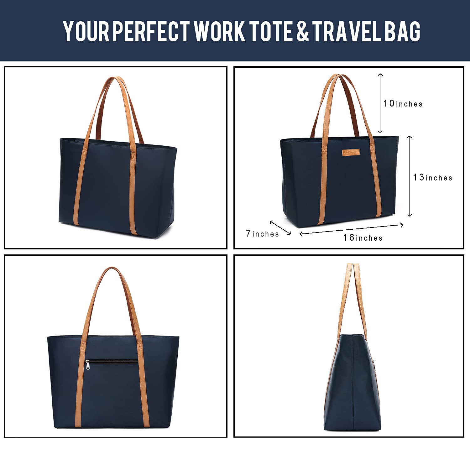 BUG Lightweight Women Laptop Tote Bag for Work, Casual Handbag for Travel Beach College Teacher