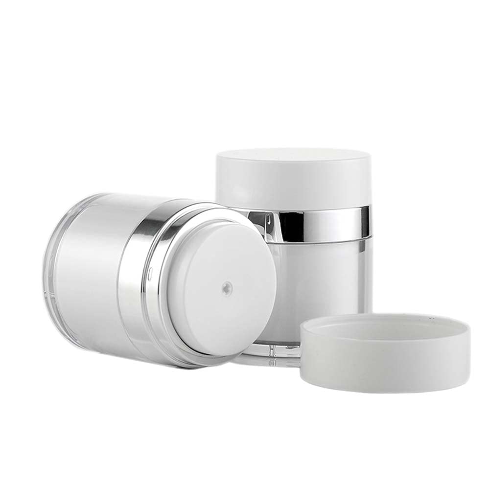Wresty 2 Pack Airless Cosmetic Container Empty Acrylic Air Pump Jars Travel Vacuum Bottle Airless Cream Lotion Sample Containers Makeup Packing Pump Bottle Jar (30g/1oz)