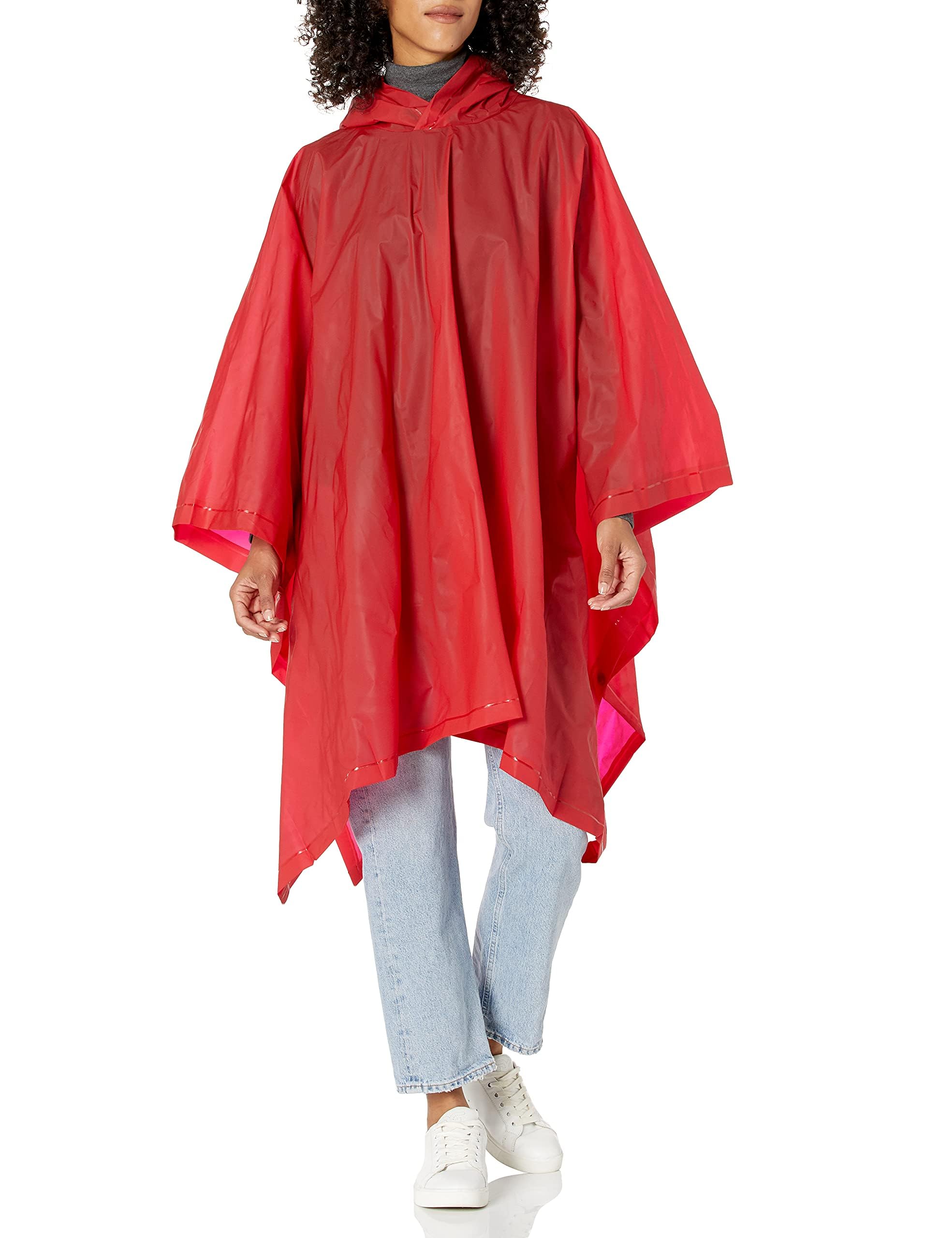 Totes One Size Reusable, Compact & Travel-Friendly, Pullover Hood, Easy Snap, Lightweight, Red