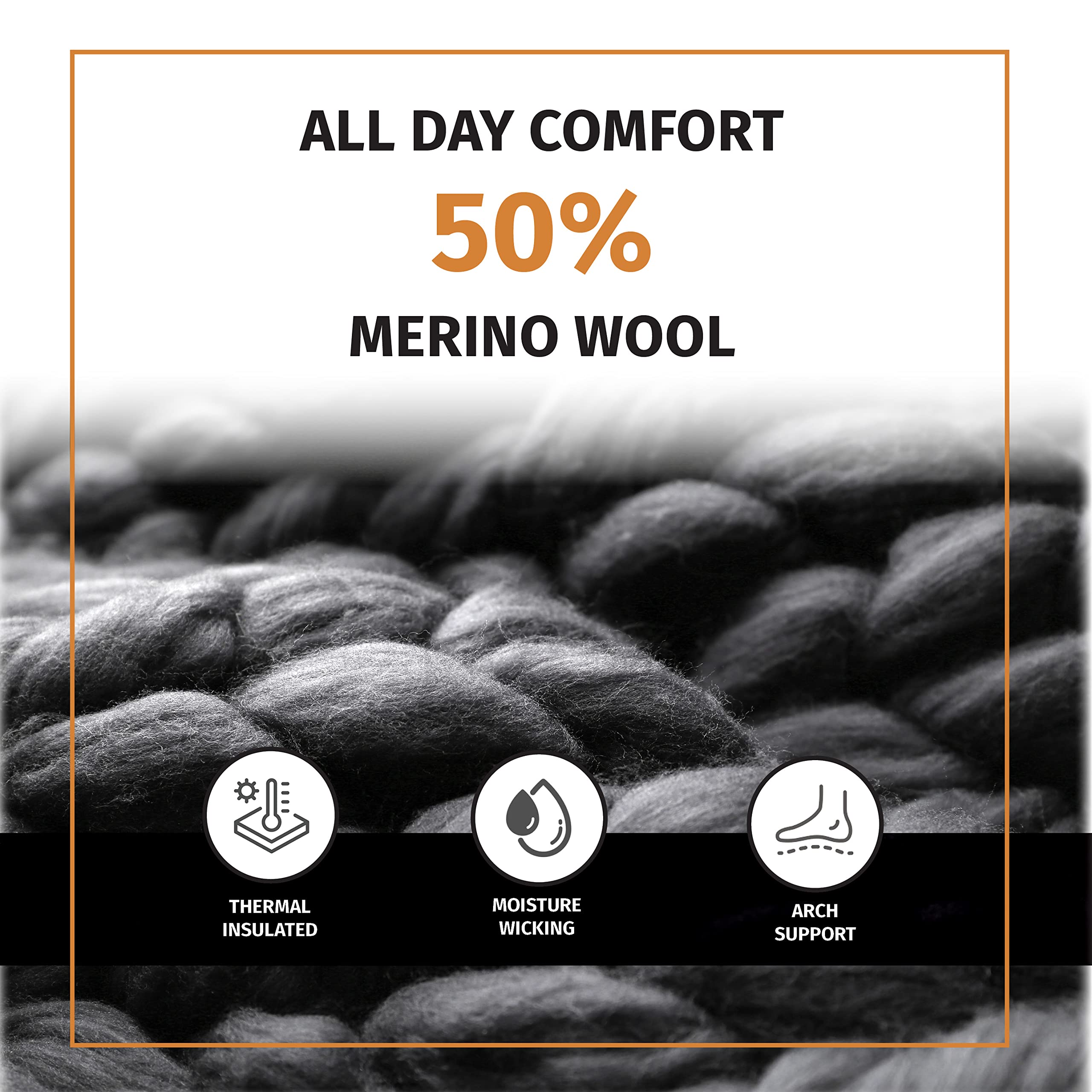 FUN TOES Merino Wool Ankle Socks Pack of 6 Arch Support and Cushioning Heel to Toe Reinforcement Ideal for Hiking (Black, Men 10-13)