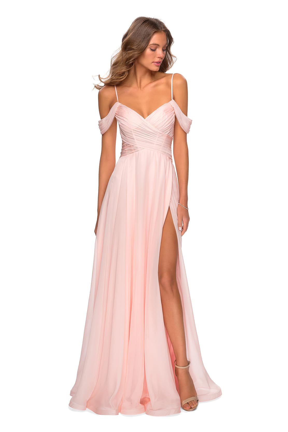 Spaghetti Straps Bridesmaid Dresses Red Long Chiffon V Neck Formal Evening Dress with Pockets Size 14