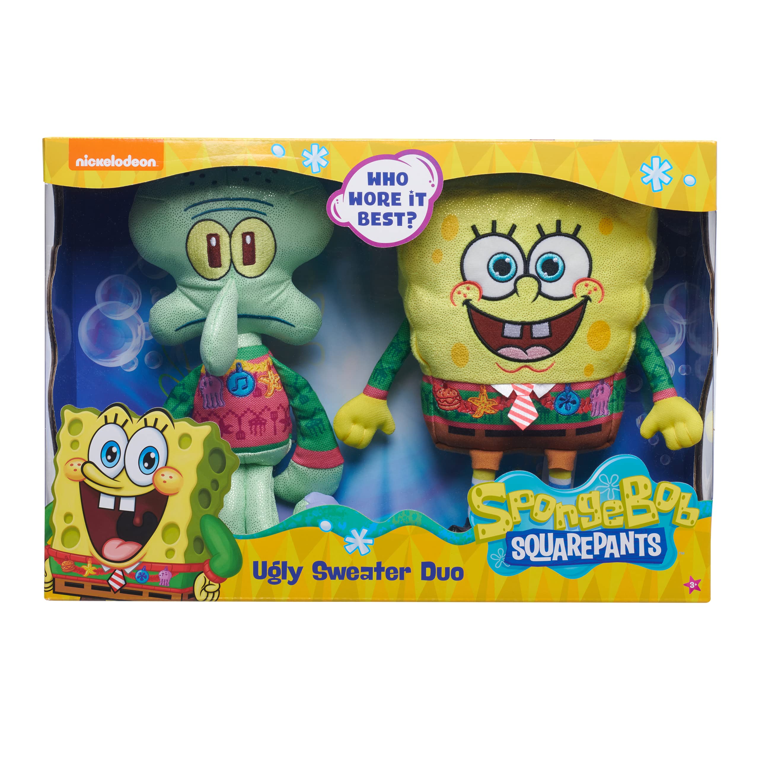SpongeBob SquarePants Ugly Sweater Duo, Includes SpongeBob & Squidward, Kids Toys for Ages 3 Up, Amazon Exclusive