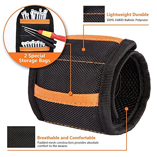JIANYI Magnetic Wristband with 15 Strong Magnets for Holding Screws, Nails, Drill Bits, Bolts, Tools - Best Unique Gift for Men, DIY Handyman, Father/Dad, Husband, Boyfriend, Him, Women