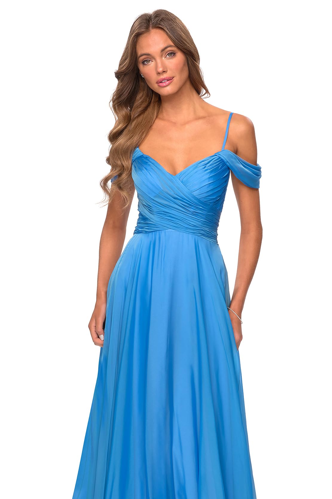 Spaghetti Straps Bridesmaid Dresses Red Long Chiffon V Neck Formal Evening Dress with Pockets Size 14