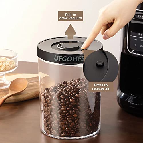 UFGOHFS Vacuum Coffee Canister Coffee Bean Storage Vacuum Seal Containers Airtight Coffee Container Airtight Food Storage Containers Coffee Vacuum Canister Coffee Containers 2.0 Liter Black