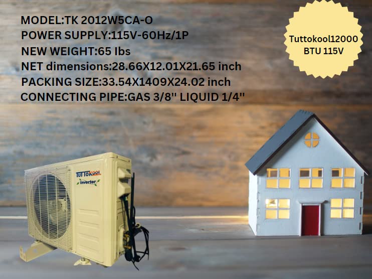 TUTTOKOOL 12000 BTU Wifi Enabled 20 SEER2 Cools Up to 550 Sq.Ft 110-120V Energy Efficient Mini Split Air Conditioner & Heater Ductless Inverter System, with 1 Ton Heat Pump