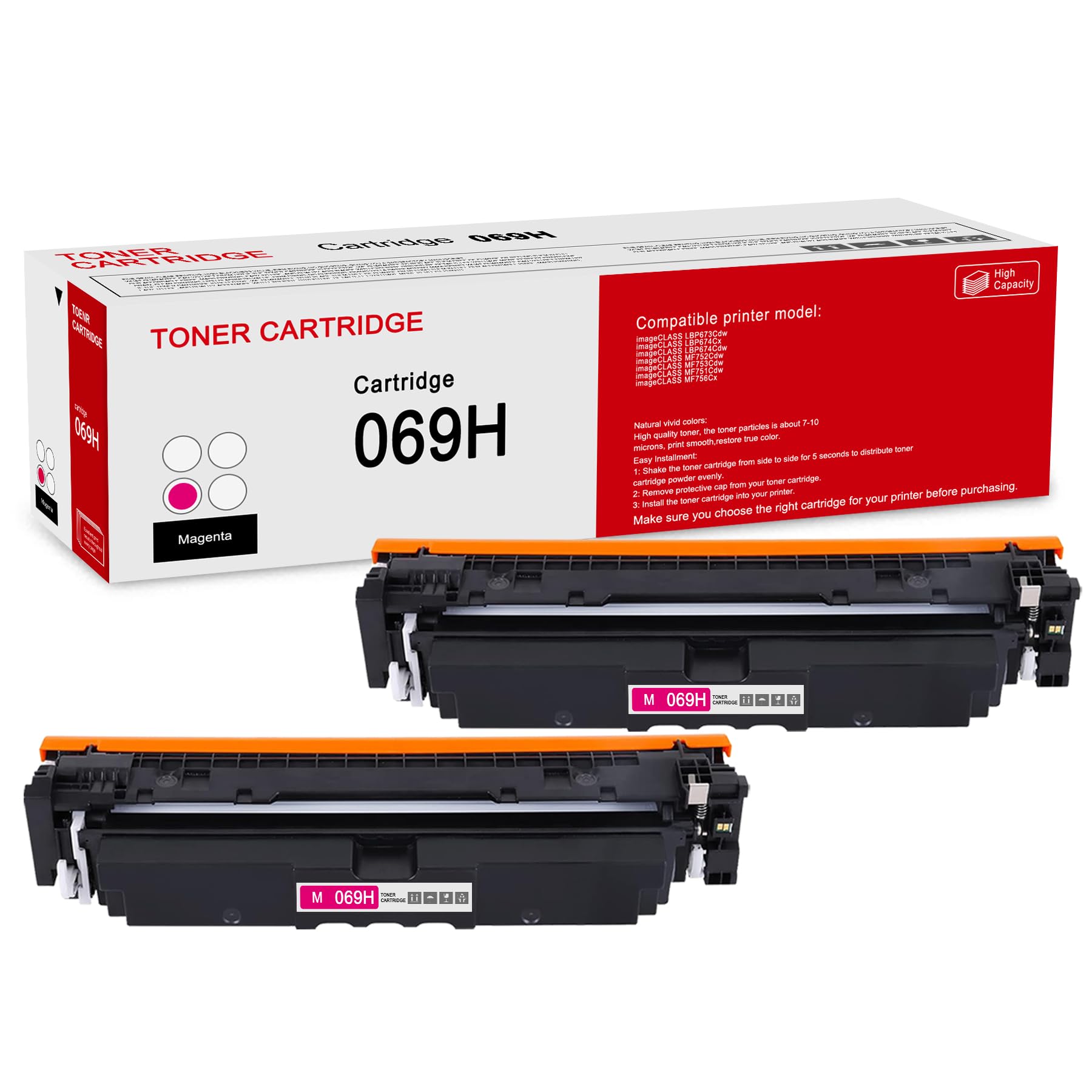 2 Pack 069H 5096C001 Magenta Toner Cartridge 069H 5096C001 Compatible 5096C001 Replacement for Canon imageCLASS LBP673Cdw LBP674Cx LBP674Cdw MF752Cdw MF753Cdw MF751Cdw MF756Cx Printer