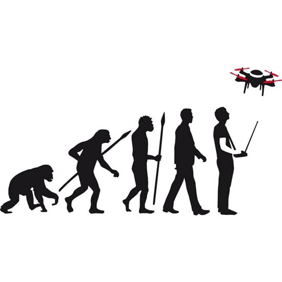 CafePress Evolution Of Man Controlling Drone Model Mugs Ceramic Coffee Mug, Tea Cup 11 oz